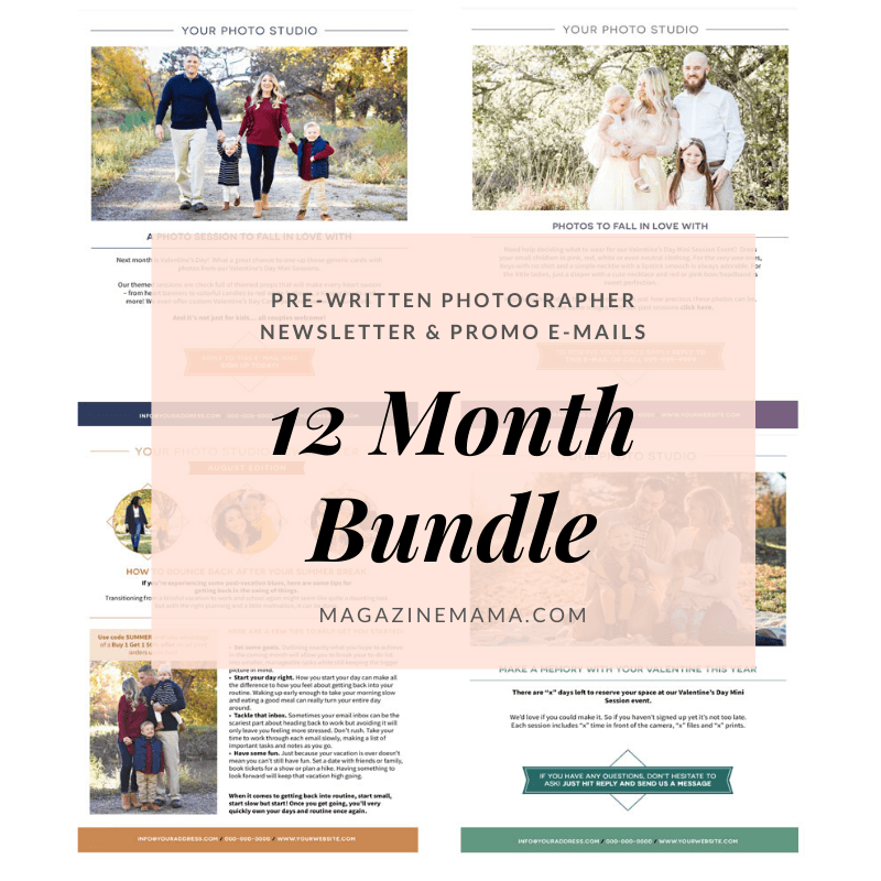 Photography E-mail Newsletter Templates - 12 Month Bundle - Magazine Mama