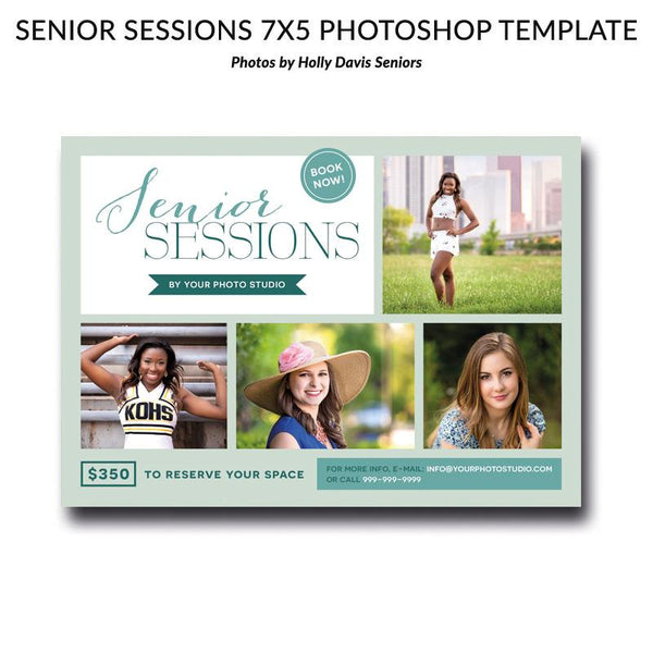 Senior Sessions 7x5 Photoshop Template 01 - Magazine Mama