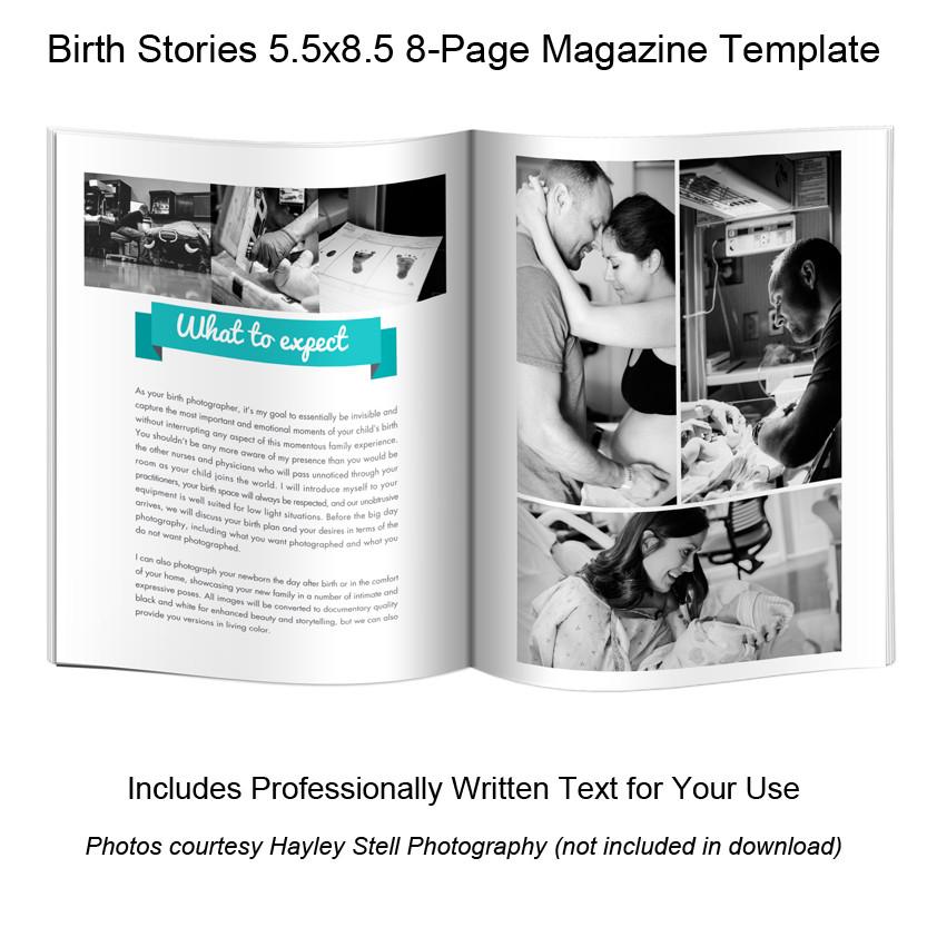 Birth Photography Labor & Delivery Magazine Template - Magazine Mama