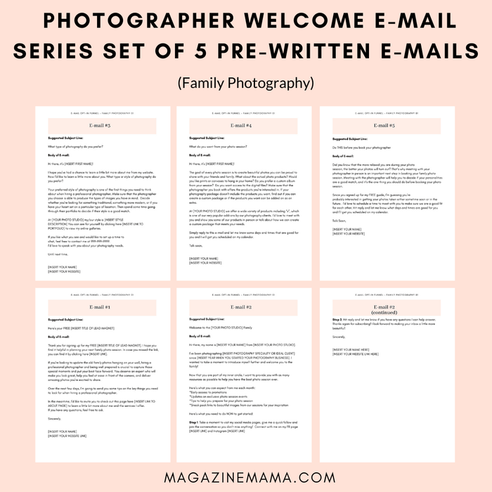 Photographer Email Templates - Magazine Mama